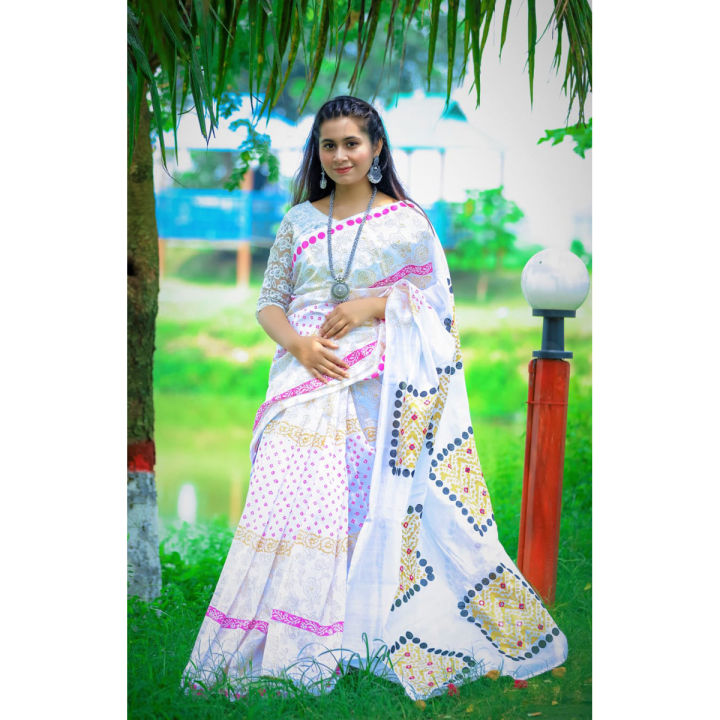 Exclusive Design Block Print Work Eid Shari Dhupiani Silk Shari For ...