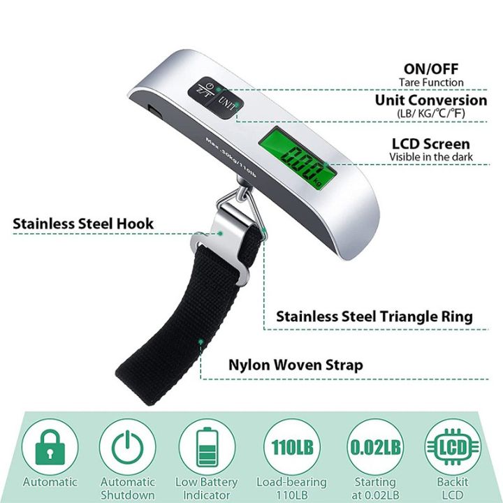 Poruis 50Kg Portable Electronic Scale Package Scale Luggage Hook Scale ...