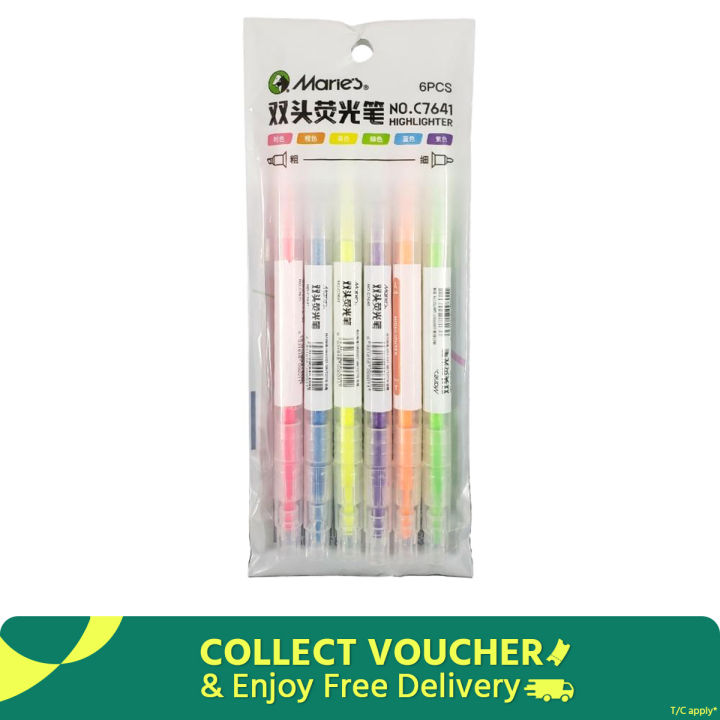 Maries Double-Head Highlighter Pen: Available in Sets of 1, 2, 5, and ...