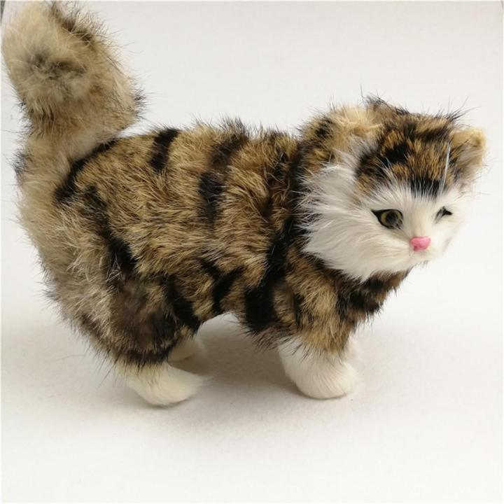Lifelike Cat Synthetic Figurine Fur Realistic Furry Animal Tabby Home ...