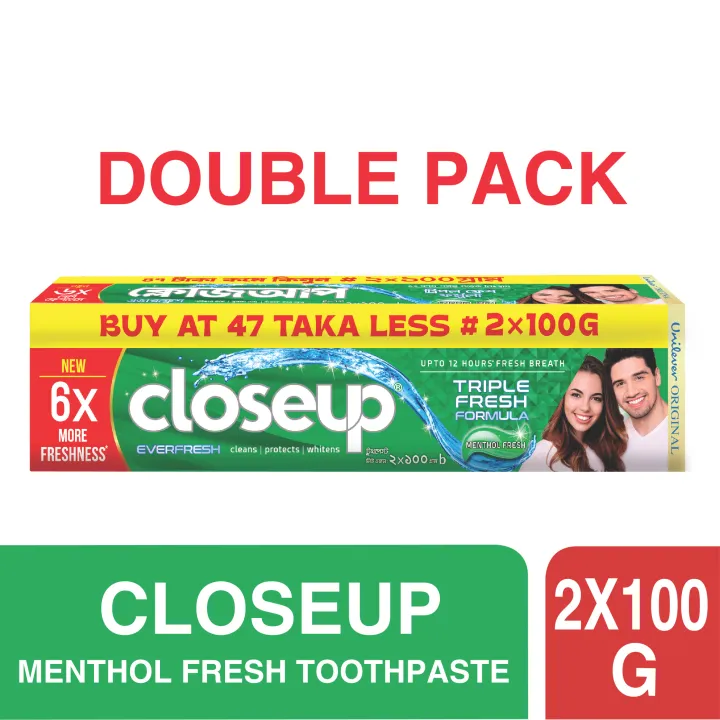 Closeup Toothpaste Menthol Fresh (Twin Pack 2X100g) | Daraz.com.bd