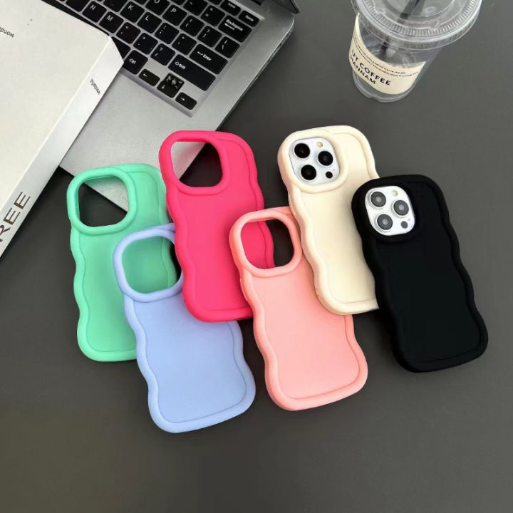 Wave Macaron Silicone Case for IPhone 11 12 13 14 15 Pro Max 6s 8 7 ...