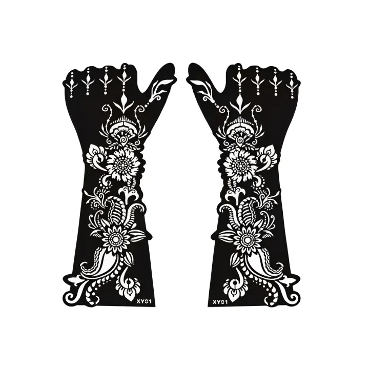 2pcs Full Hand Mehendi Art Template Stickers - Random Design | Daraz.com.bd