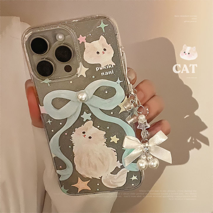 Olige Case For iPhone 11 12 13 14 15 Pro Max Girl Heart INS Bow Cat Pop ...