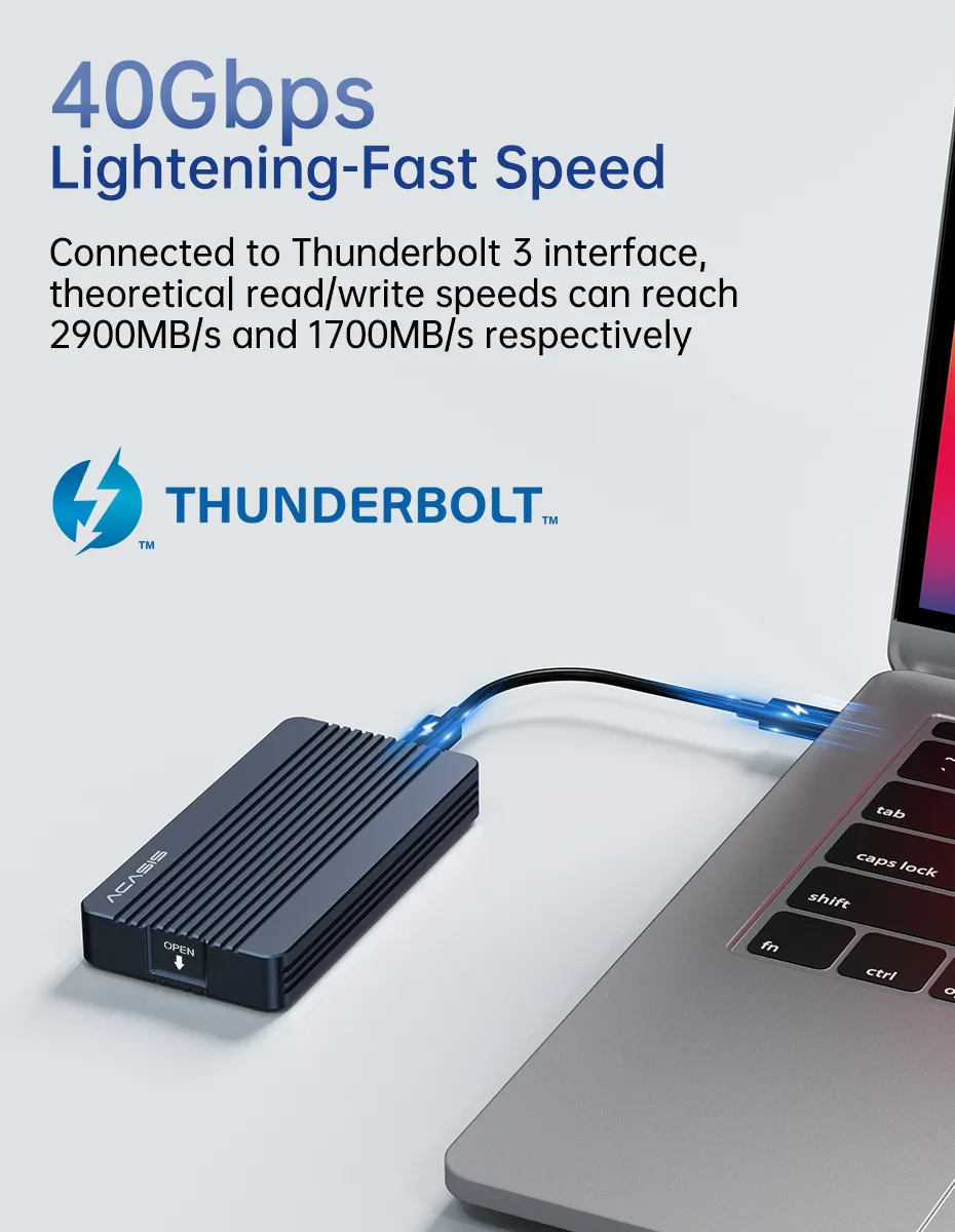 Acasis Thunderbolt 3 40Gbps M.2 NVME SSD Enclosure 8TB Transparent USB ...