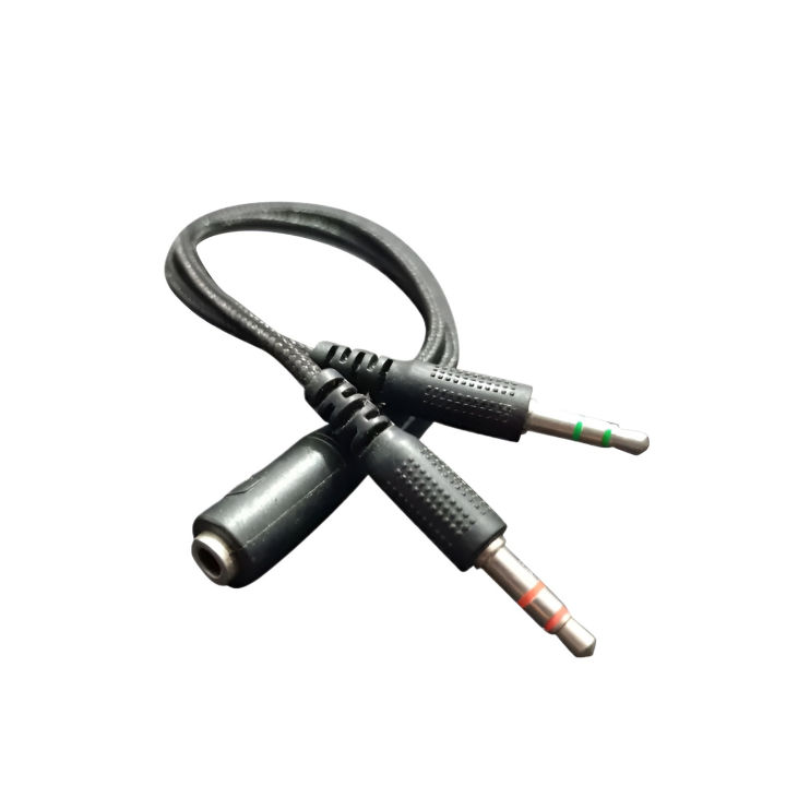 3.5mm AUX Audio Mic Splitter Cable Earphone Headphone Adapter PC ...