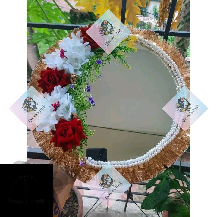 Mirror wedding mirror nikah ayna floral mirror biyer ayna artificial ...