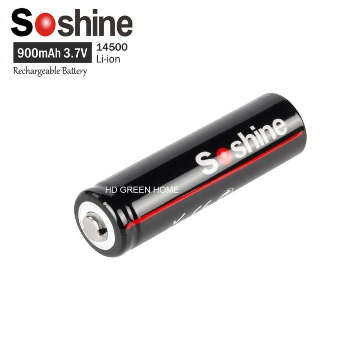 Soshine 14500 3.7V 900mAh Rechargeable Li-ion Battery Pointed Top AA ...