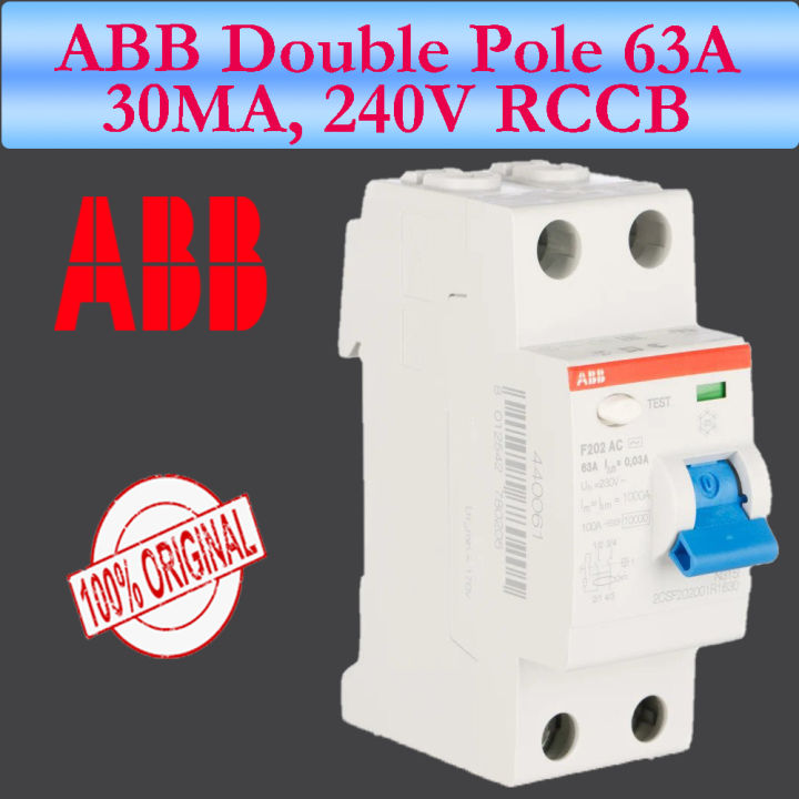 ABB Residual Current Circuit Breaker RCCB Double Pole 63A/30mA-Italy (Original) | Daraz.com.bd