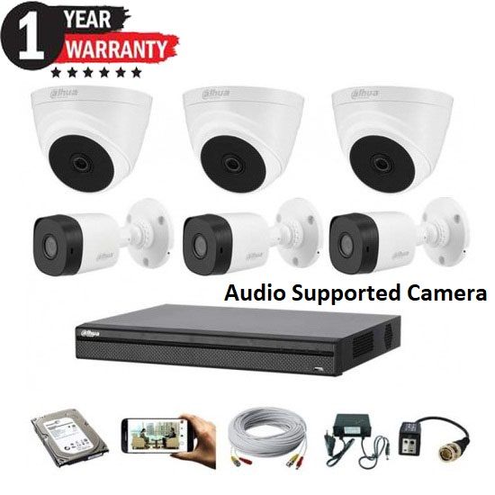 DAHUA 6-Pcs Set Audio Supported CCTV CAMERA PACKAGE with All ...