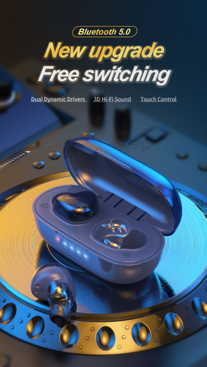 KUULAA TWS Fingerprint Touch Bluetooth Earphones,Double Moving Coil HD ...