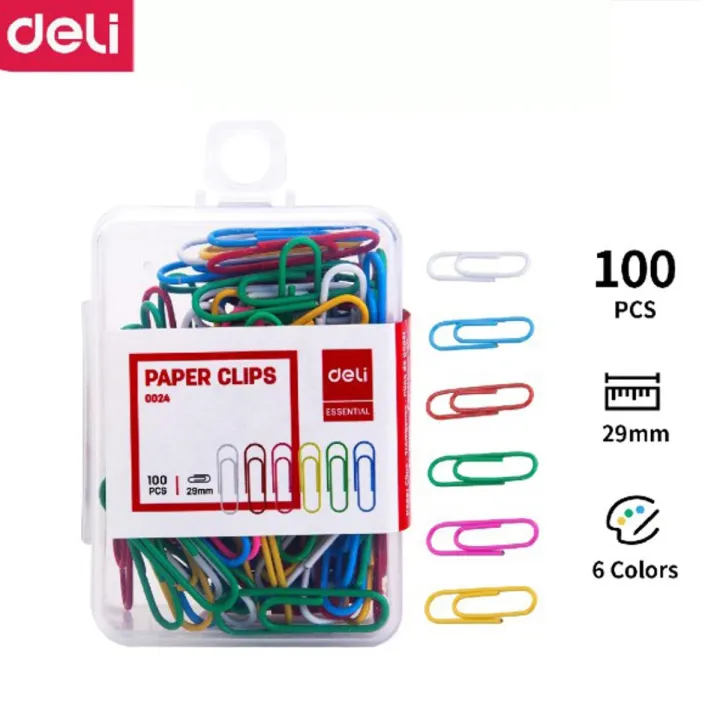 Deli E0024 Color Paper Clip(Assorted) 100 pes | Daraz.com.bd