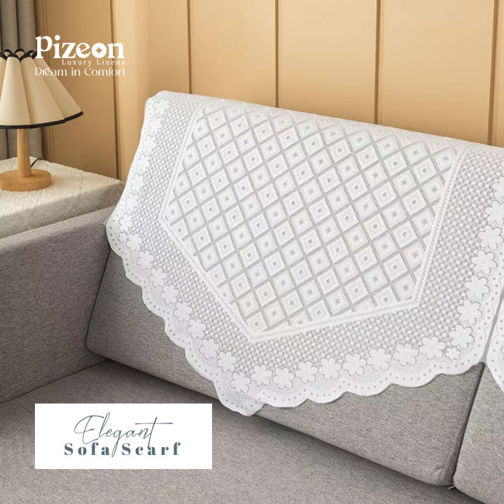 1 Piece (90x90cm) Luxury Linen Sofa Scarf Throw | Cotton Fabric Net ...