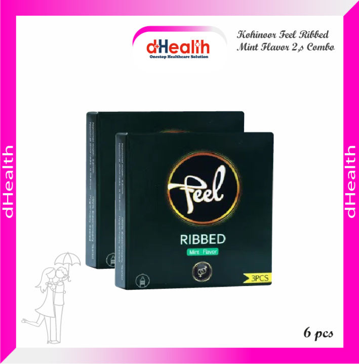 Kohinoor Feel Ribbed Mint Flavor Condom 2,s Combo Pack (3x2)=6 Pcs ...