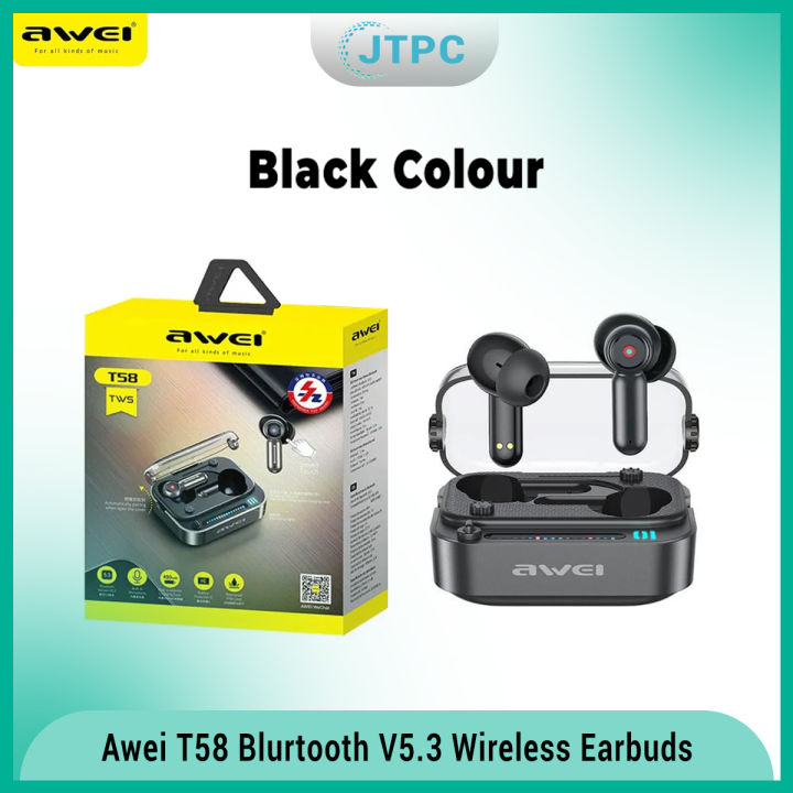 Awei T58 True Wireless Bluetooth Earbuds HIFI Stereo Sound & High Bass ...
