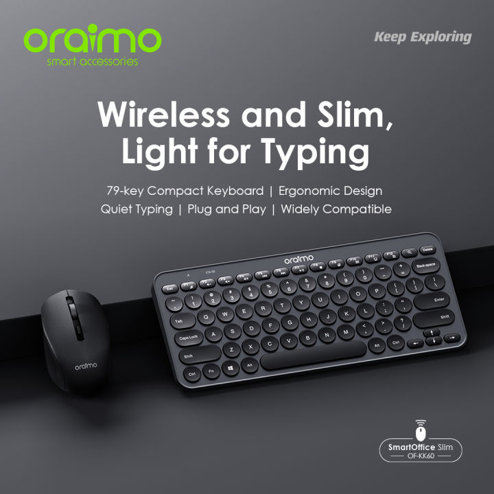 SmartOffice Slim Wireless Keyboard Mouse Combo 79-key Compact Keyboard ...