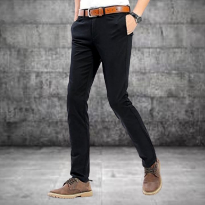 Understated -Men'S, Authentic Cotton Slim-Fit Black Basic Long ...