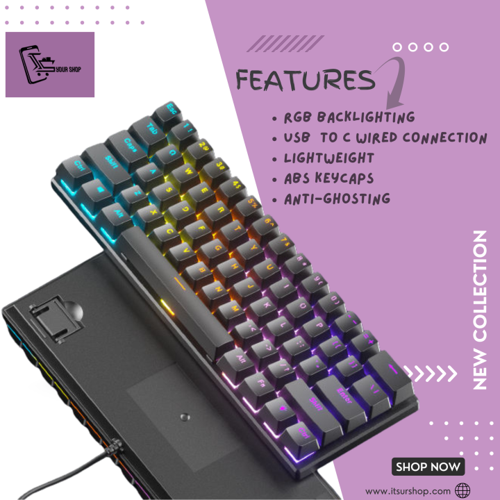 Forev Q68 Mechanical Gaming Keyboard 68 Keys RGB Wired USB Esports ...