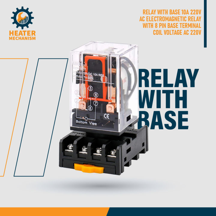 Electromagnetic Relay With Base, 10A 220V AC Relay With 8 Pin Round ...