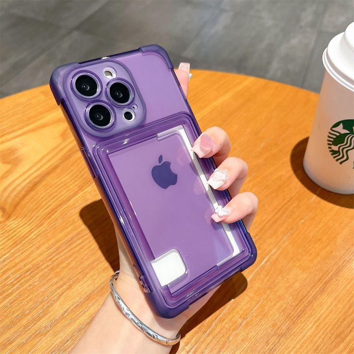 HOCE Shockproof Clear Card Slot Soft TPU Phone Case For iPhone 17 16 15 ...