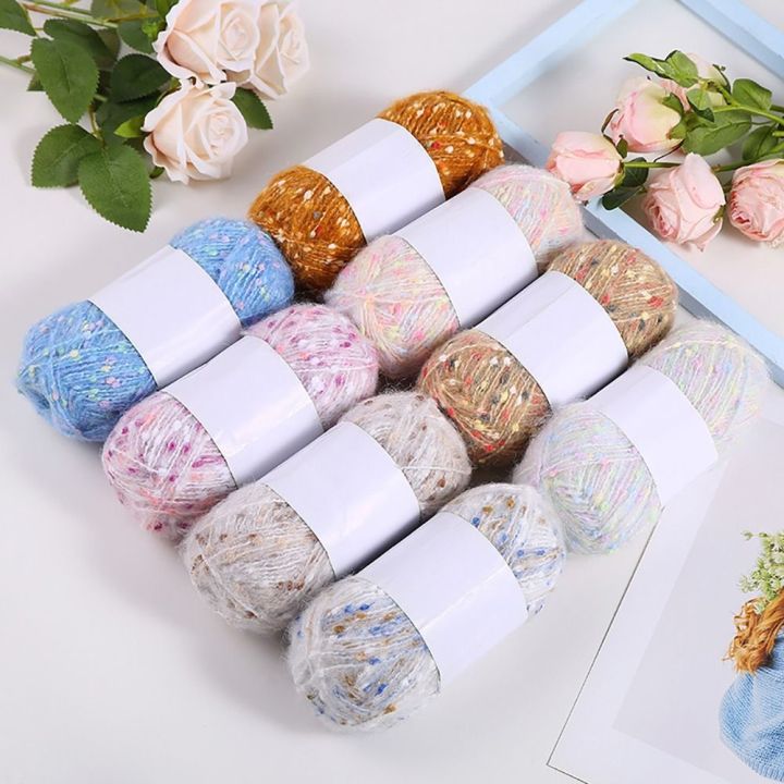 Warm Colored Dots Wool Yarn DIY Mohair Cashmere Wool Yarn Plush Rainbow ...