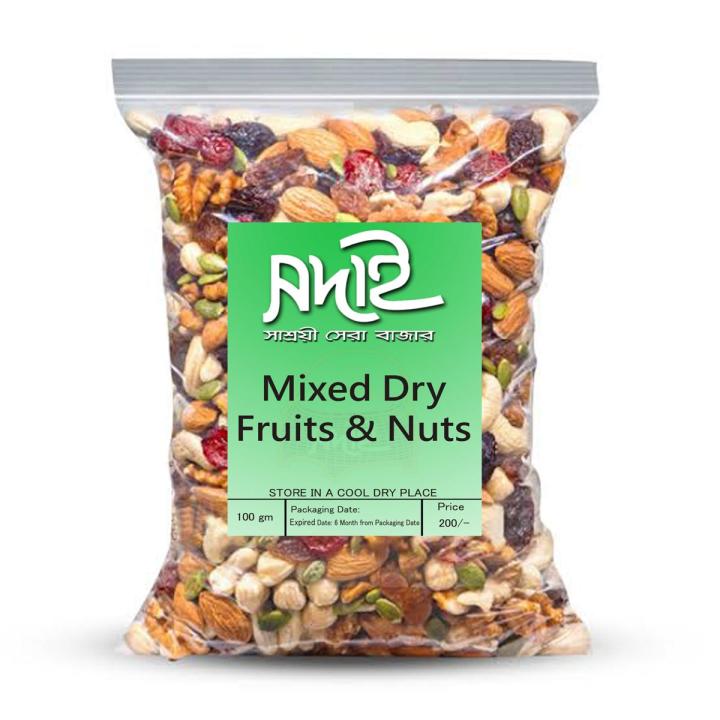 Mixed Dry fruits and nuts - 100 gm | Daraz.com.bd