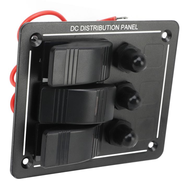 Marine Toggle Switch Panel, 3 Gang 12-24V IP66 Waterproof Red LED Indicator Multiple Protection ...