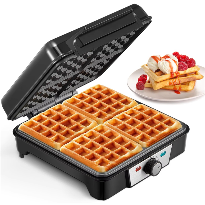 4- Waffles Maker Compact Square Design Double-Sided Heating ...