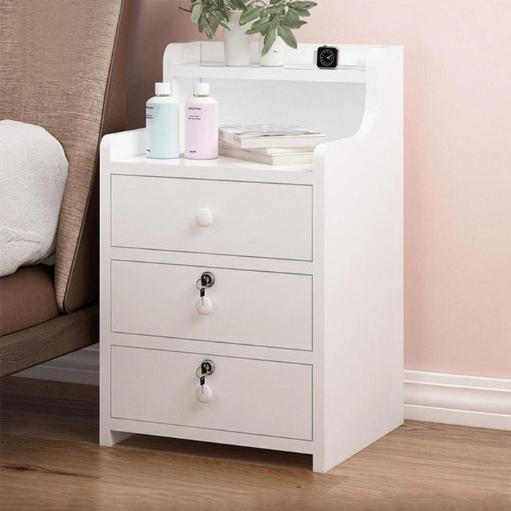 Simple 3 Drawer High Bedside Table, Bedroom Bedside Table Coffee Table ...