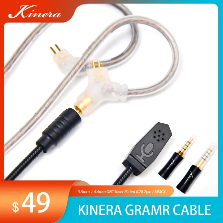 Kinera Gramr Modular HIFI IEM Earphone Audio Cable with HD Mic 3.5mm+4.4mm 0.78 2pin/MMCX ...