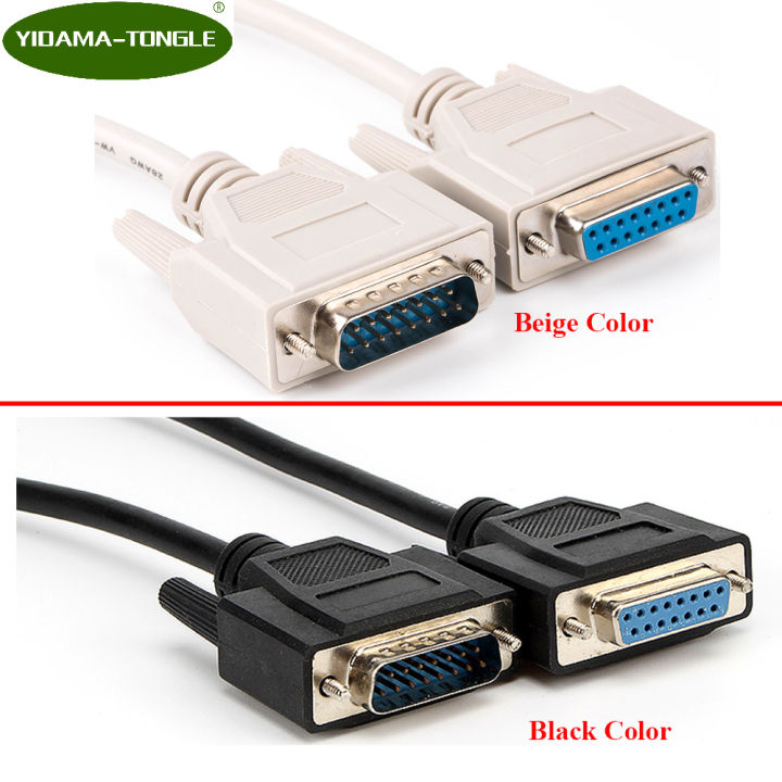 Db15 Male To Female Parallel Extension Cable 15pin 2 Rows Pinout Black ...