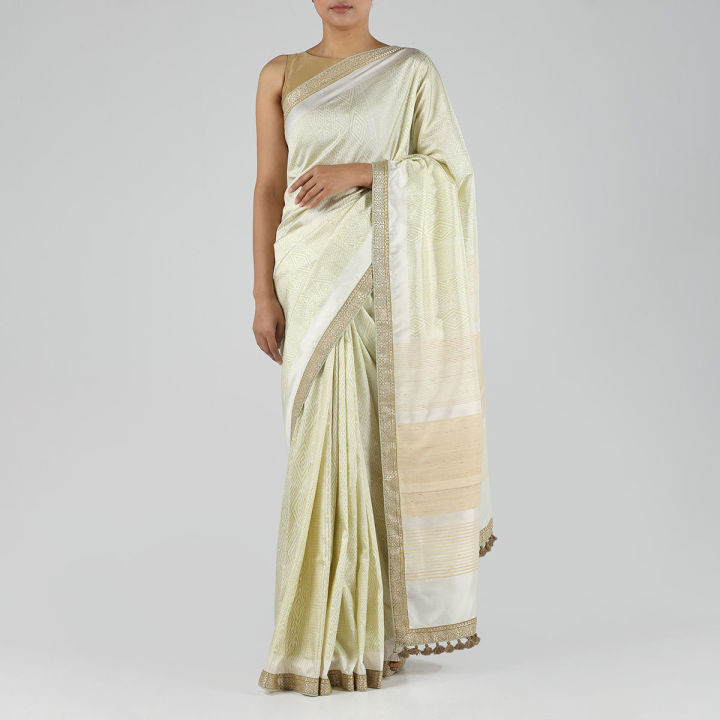 QRIUS Printed Off White Bolaka Silk Nakshi Kantha Saree | Daraz.com.bd