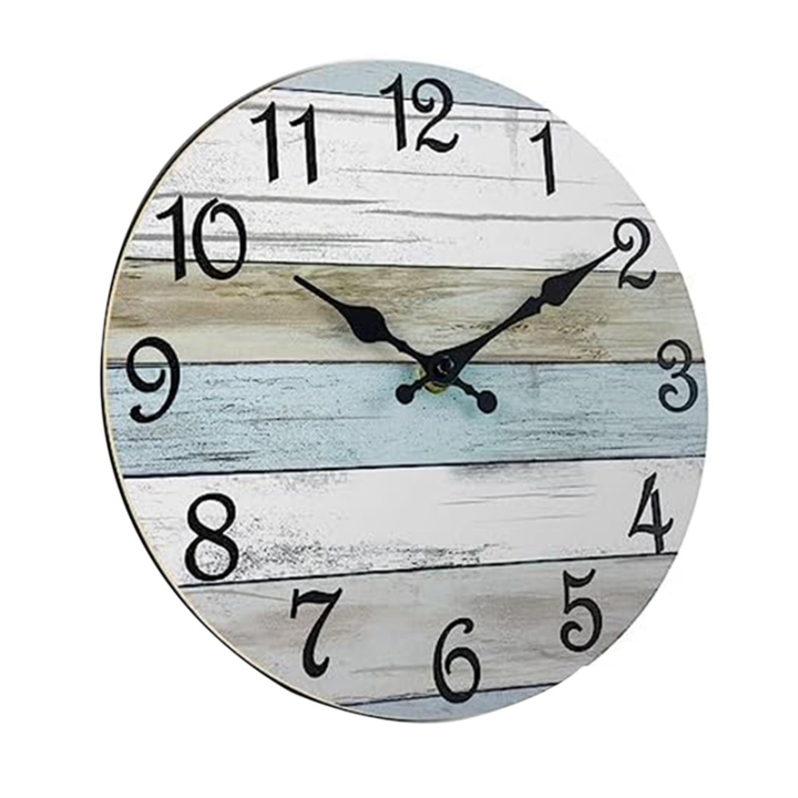 Bathroom Clock Rustic Wall Clocks Battery Operated, Silent Non Ticking ...