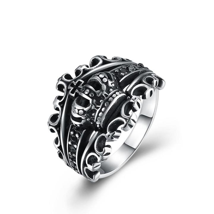 【On Sale】 Yfashion Men ium Steel Crown Ring Exaggeration Personality ...