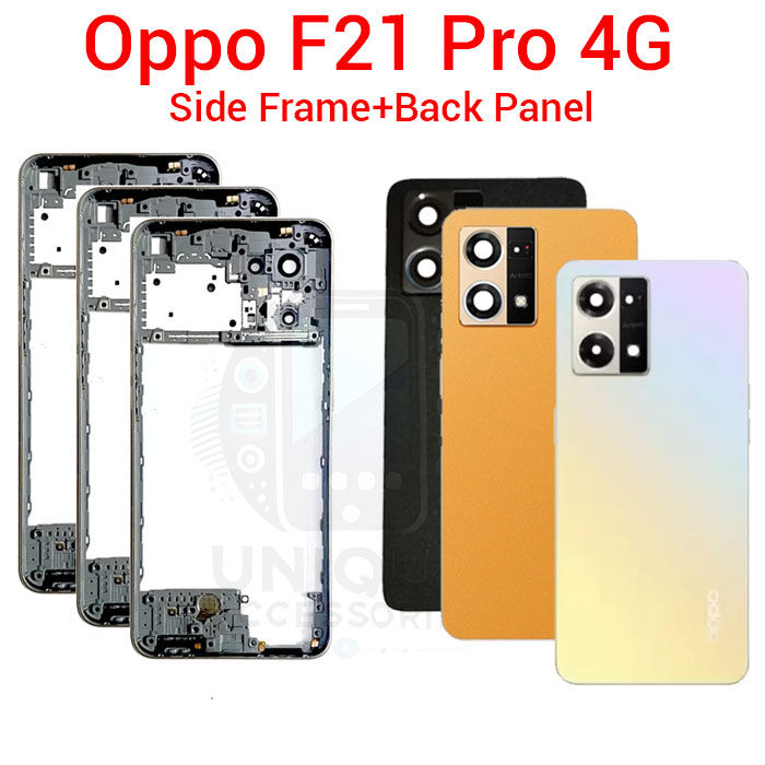 For Oppo F21 Pro 4G Side Frame + Back Panel Housing + Camera Glass Back ...