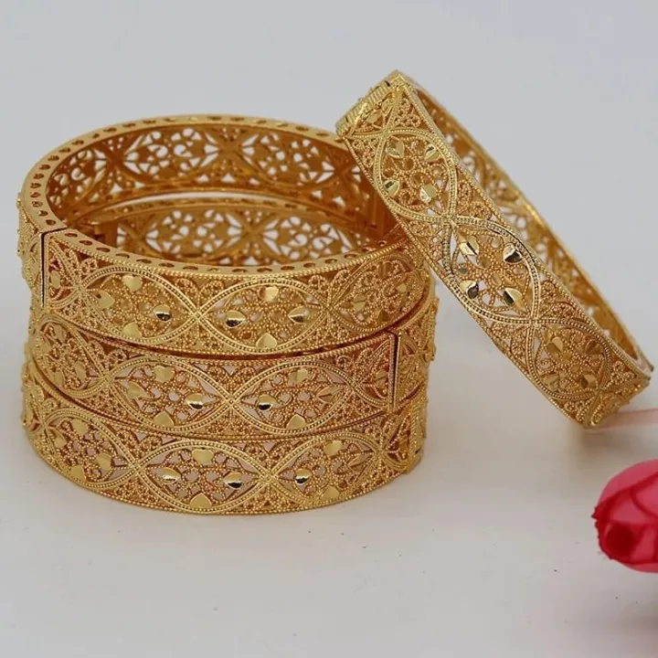 Arabic Saudi Bangles For Women 4pcs Indian Bracelet 24k Gold Color ...