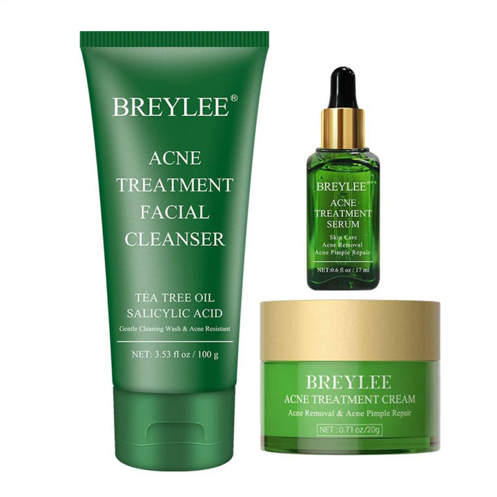 BREYLEE Acne Treatment Facial Cleanser/Serum/Cream 3pcs Set | Daraz.com.bd