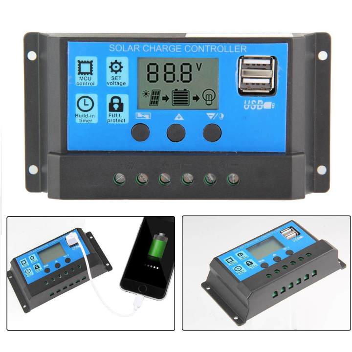 30A Solar Charger Controller Solar Panel Battery Intelligent Regulator ...