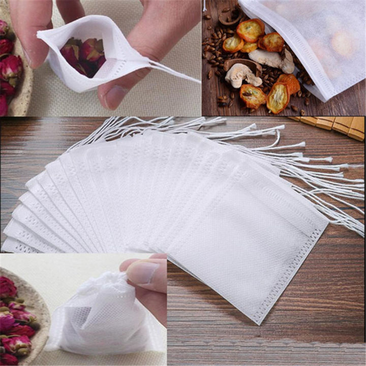 100/50 Pack Disposable Tea Filter Bag Empty Tea Bags Drawstring Loose ...