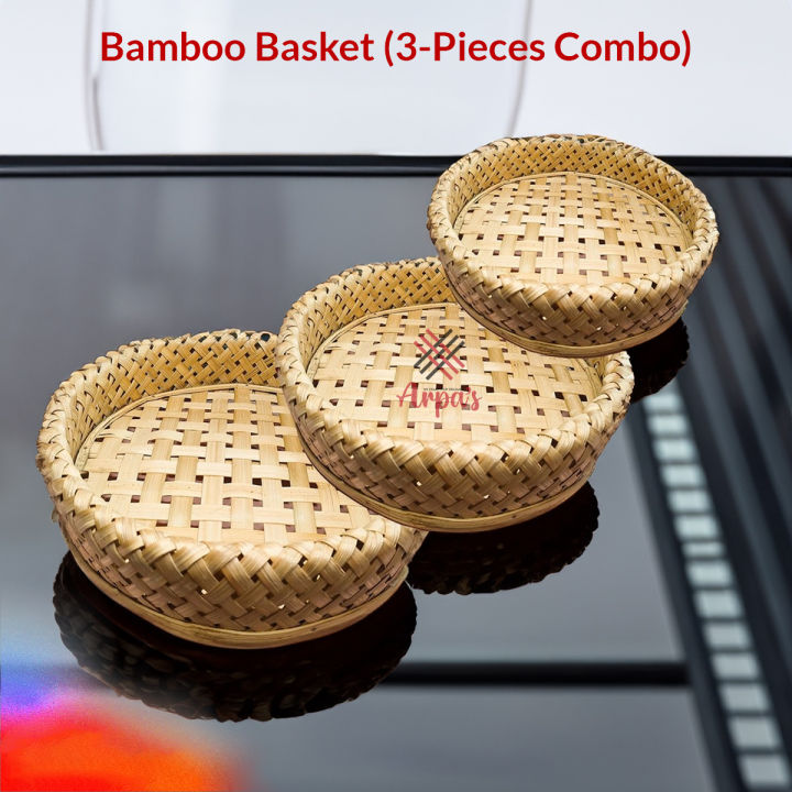 Eco-Friendly Bamboo Made Simple Basket of 3 | 3-Piece Combo Pack of ...