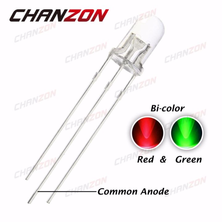 【Lejia】5mm & Green Bicolor LED Transparent 3 pin Common Anode Super ...