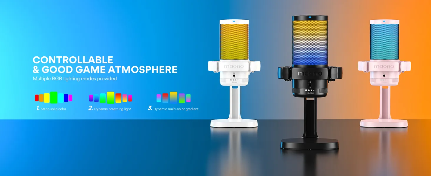 Maono DGM20 Gaming Microphone,USB Microphone Condenser Mic RGB Gaming ...