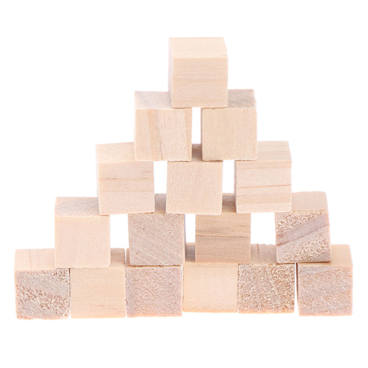 100pcs Unfinished Blank Mini DIY Wooden Square Solid Cubes for Woodwork ...