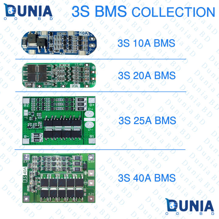 BMS 3S 10A 20A 25A 40A 11.1-12.6V 18650 Lithium Battery Charging ...