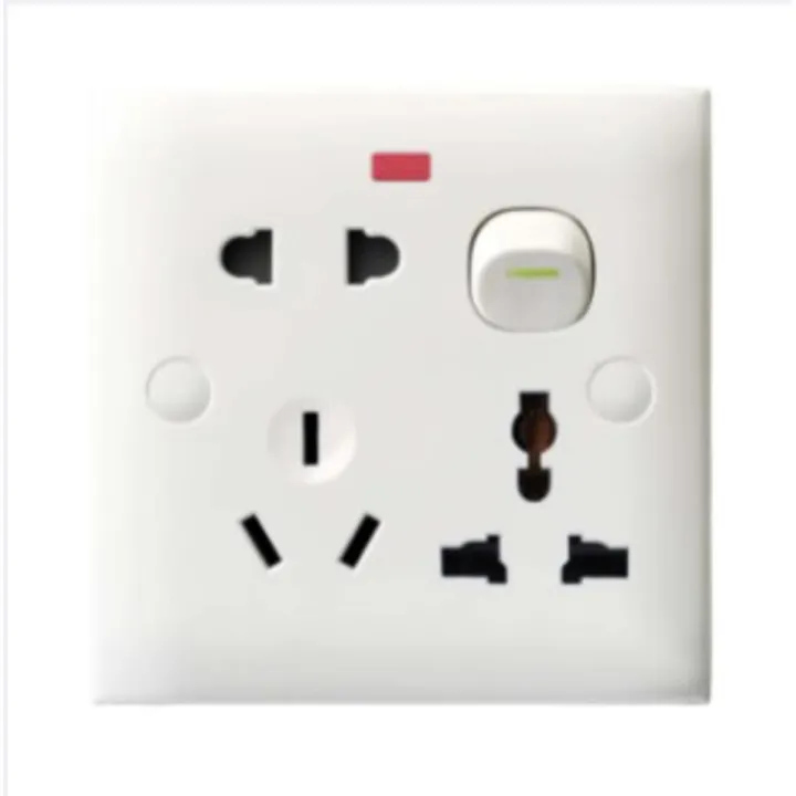 6 pin wall multi socket with Indicator 3 pin & 2 Pin With Switch ...