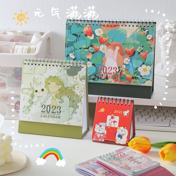 【READY STOCK 2023 desktop small desk calendar girl heart comic book ...
