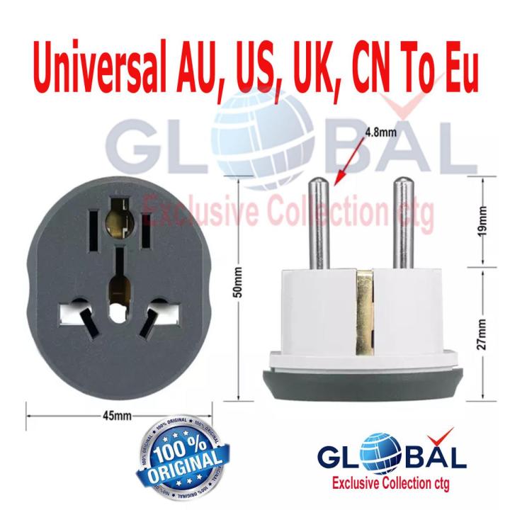 Universal AU, US,UK, CN to EU, 2 Pin Multi Socket Top quality convat 3. ...