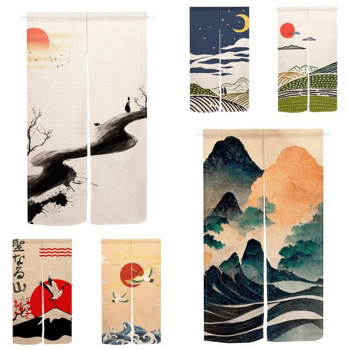 Japanese Red Sun Mountain Door Curtain Noren Room Bedroom Kitchen ...