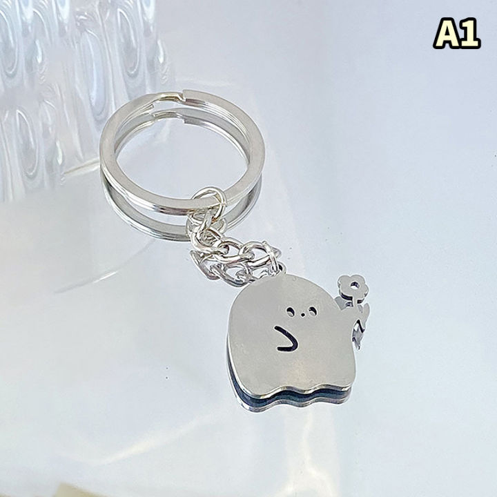 Fashion Cartoon Ghost Couple Keychain Pendant Cute Little Ghost Key ...