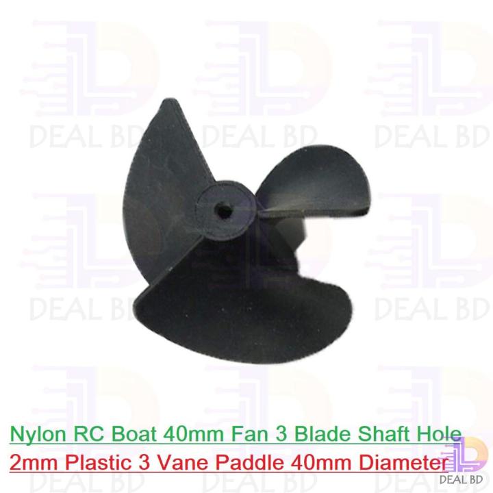 BOAT FAN Nylon RC Boat 40mm Fan 3 Blade Shaft Hole 2mm Plastic 3 Vane ...